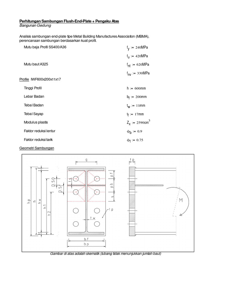 Perhitungan Sambungan End-Plate Baja | PDF