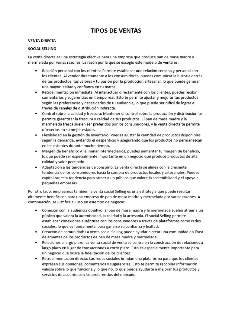 Tipos de Ventas | PDF | Panes | Alimentos