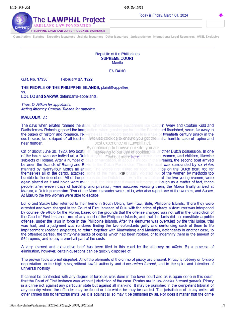 G.R. No.17958 | PDF