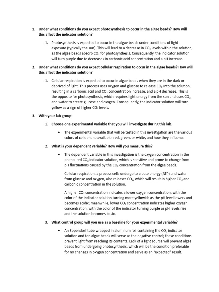 Under What Conditions Do You Expect Photosynthesis To Occur in The ...