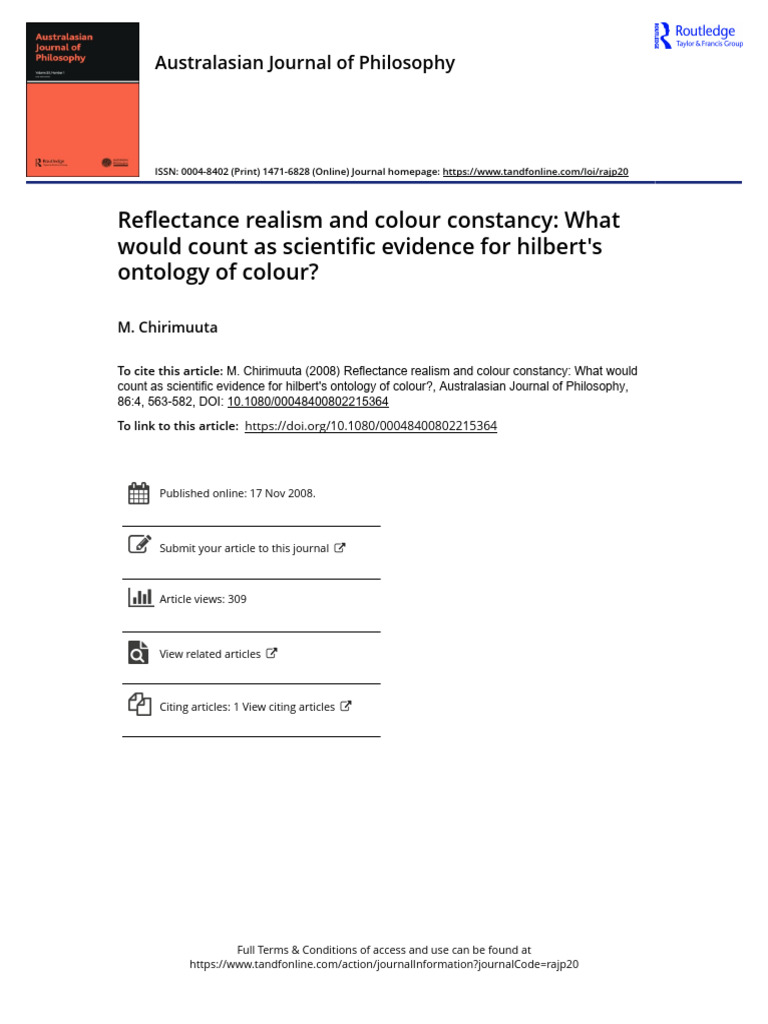 Reflectance Realism and Colour Constancy What Would Count As Scientific ...