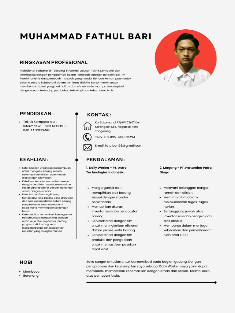 CV Muhammad Fathul Bari | PDF