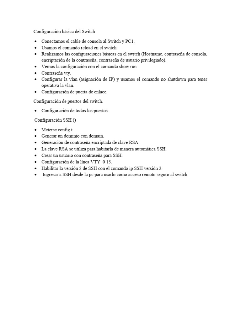 Configuracion Basica de Un Switch | PDF