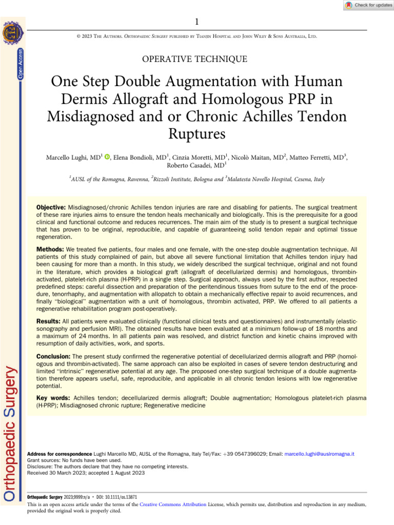 Orthopaedic Surgery - 2023 - Lughi - One Step Double Augmentation With ...
