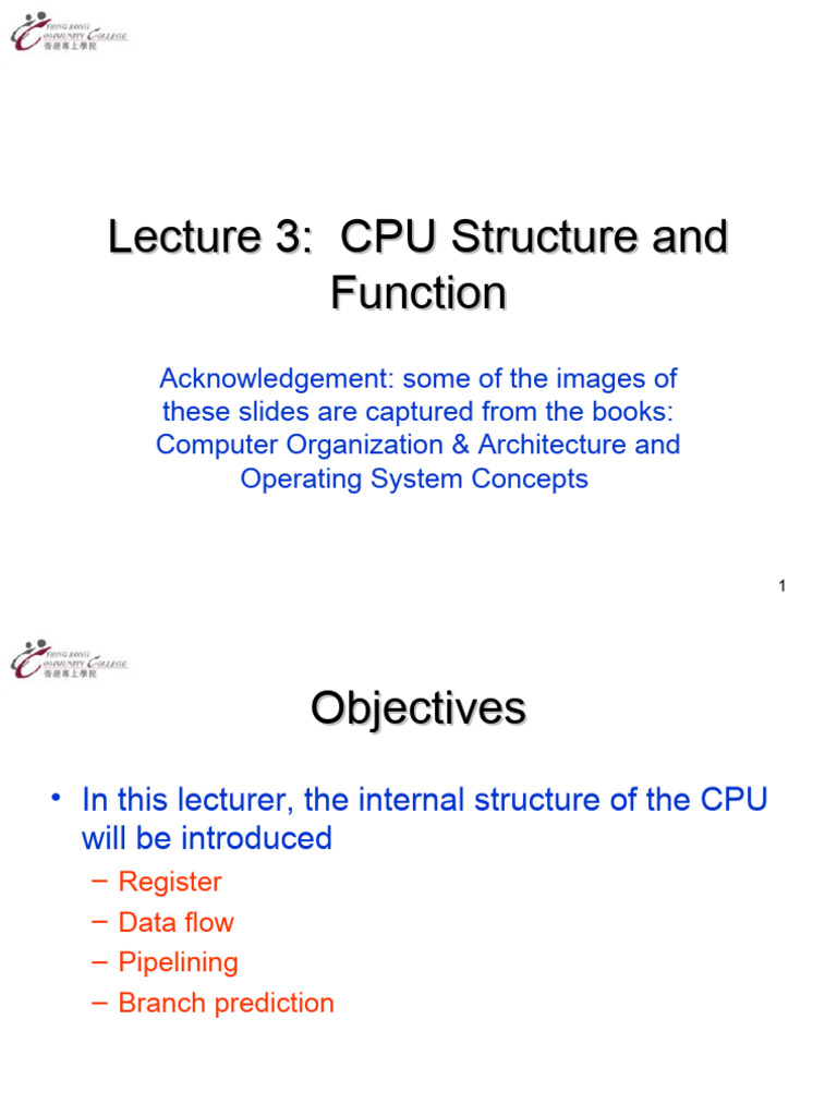 Lecture 3: CPU Structure and Function | PDF | Central Processing Unit | Computer Data Storage