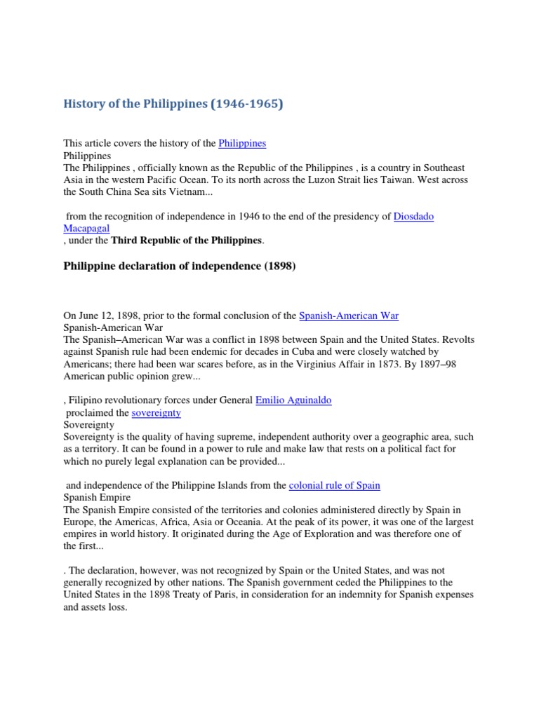 History of The Philippines (1946-1965) | PDF | Philippines | Unrest