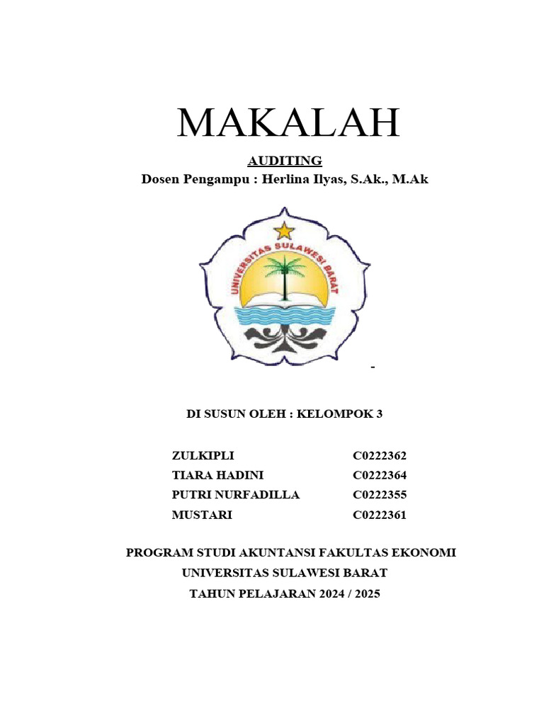 Makalah Auditing 1 | PDF | Karier & Perkembangan | Pengelolaan Keuangan ...
