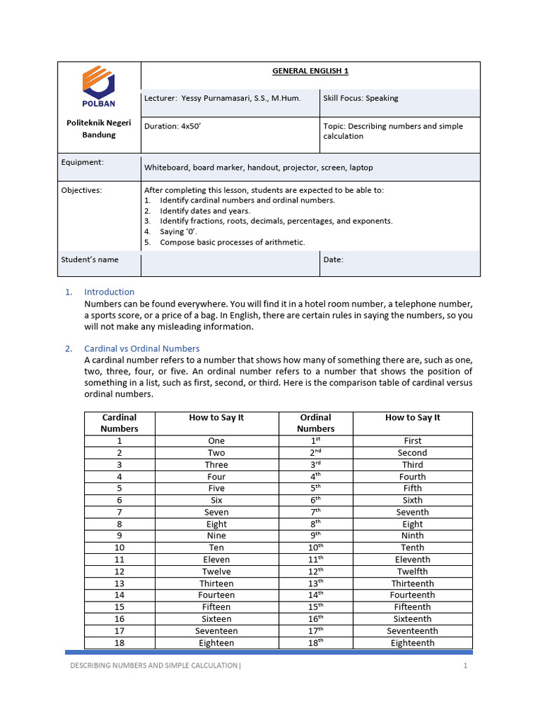 Describing Numbers and Calculations | PDF | Numbers | Mathematics