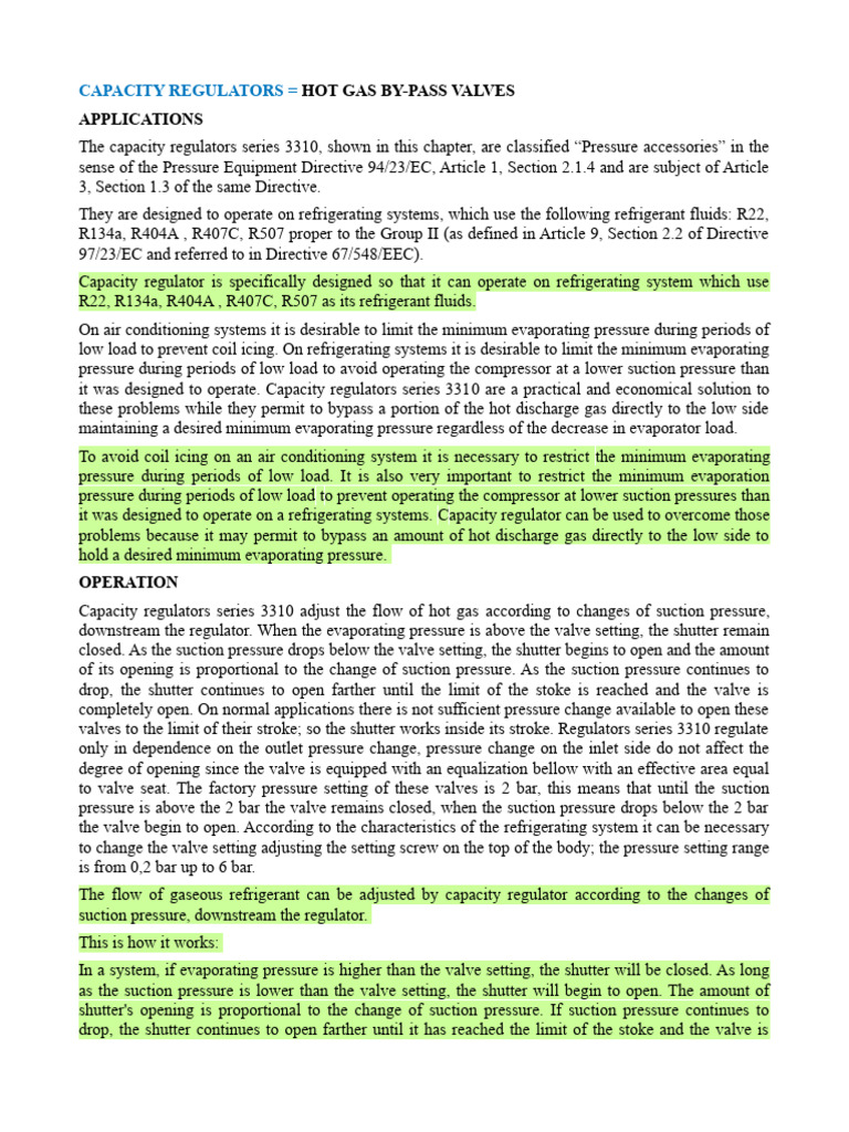 Refrigeration System Regulators | PDF | Physical Chemistry | Thermodynamics