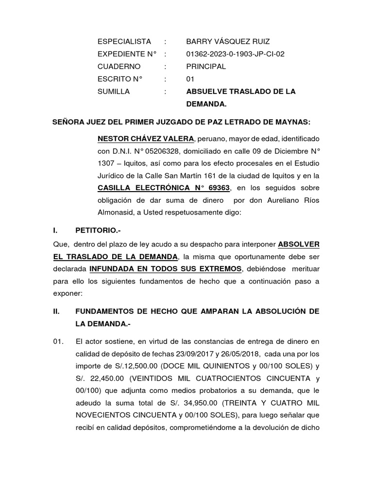 Modelo Contestacion Demanda | PDF | Gobierno | Justicia