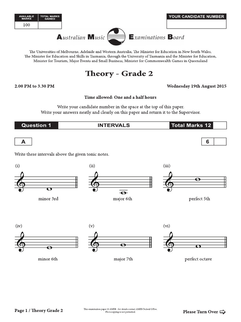 Grade 2 Theory August 2015 1 | PDF