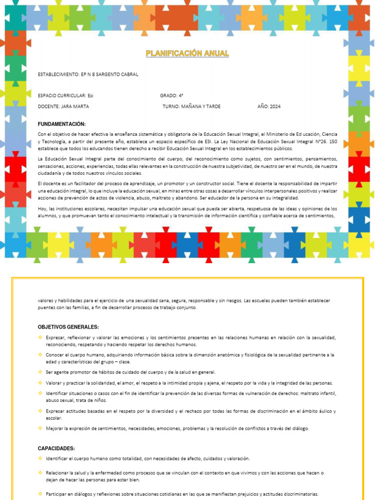 Planificación Anual Esi 2023 1 | PDF