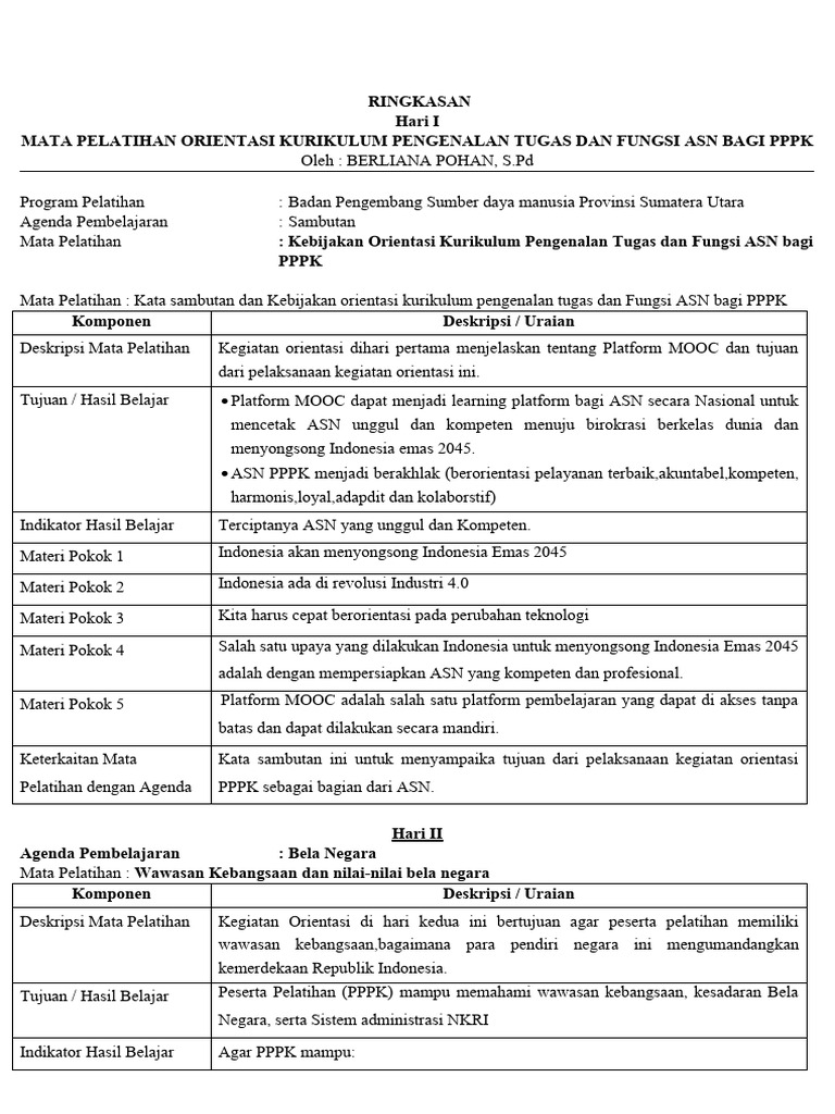 Pelatihan ASN PPPK BerAKHLAK | PDF