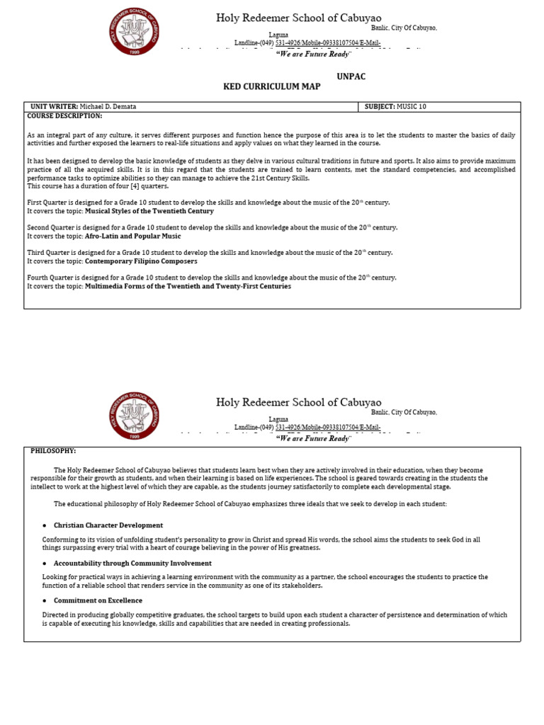 Grade 10 Music Curriculum Overview | PDF