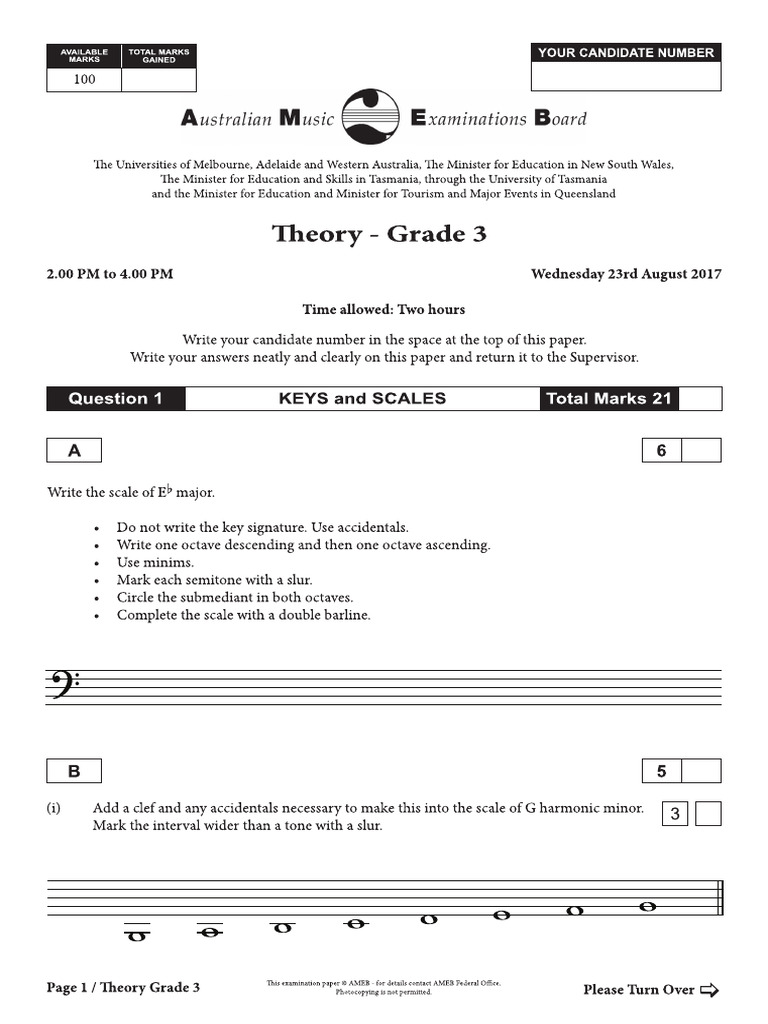 Grade 3 Theory August 2017 | PDF