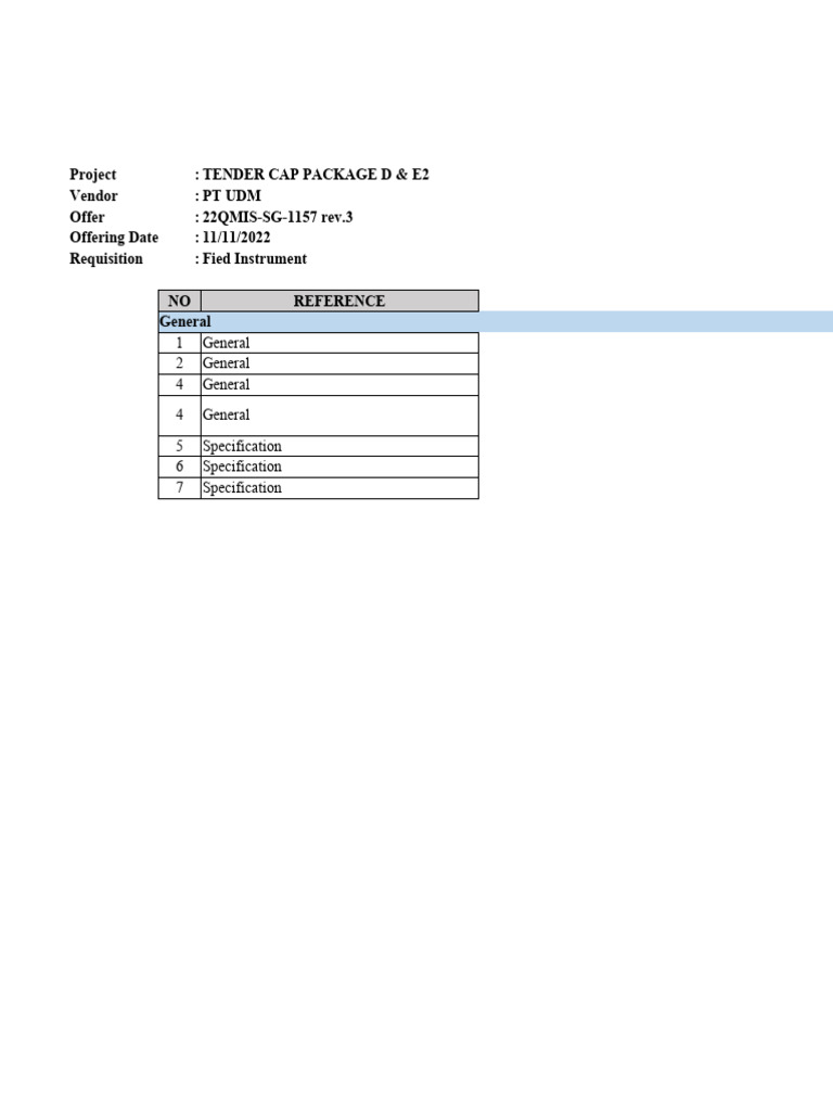 Comment Sheet Field Instrument PT Ultra Delta Maju CAP Package D | PDF