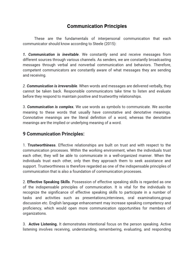 Lesson 2 - Communication Principles | PDF | Communication | Human ...