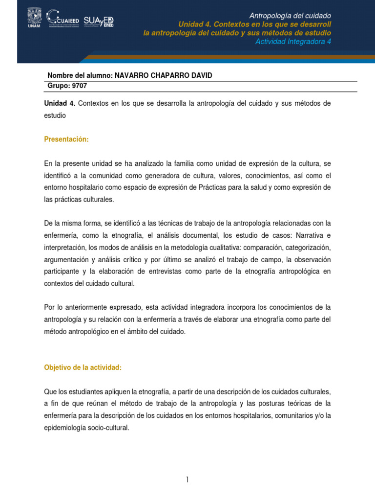 U4 Dnavarro. | PDF | Etnografía | Antropología