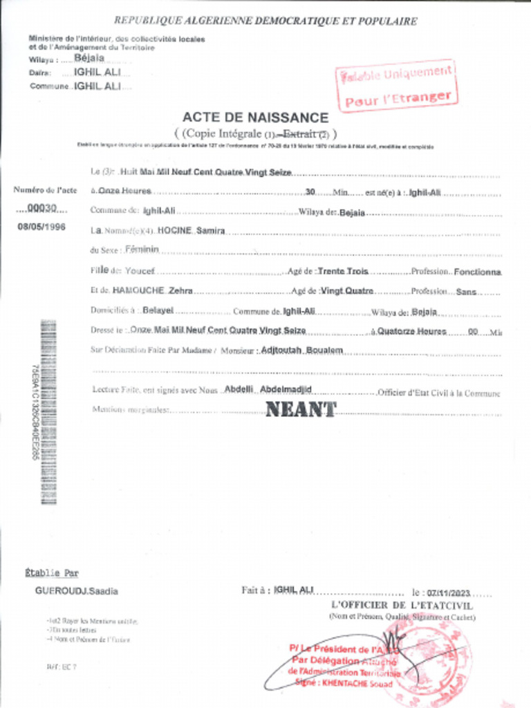 Acte de Naissance | PDF