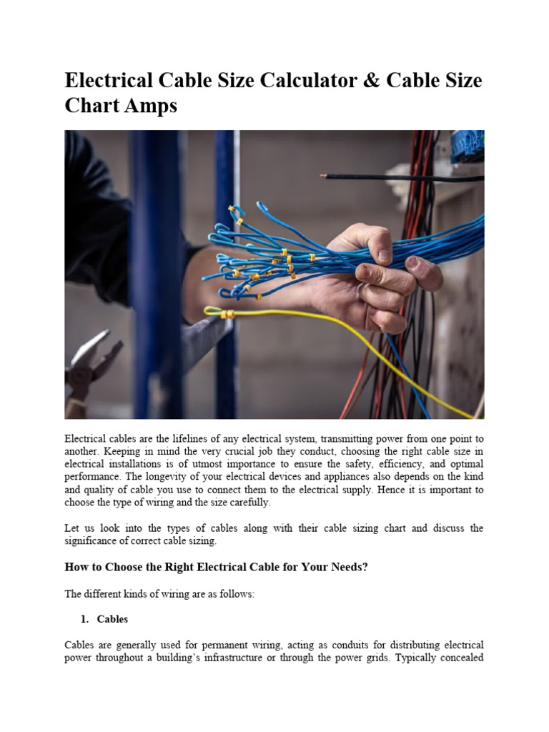 Electrical Cable Size Calculator | PDF