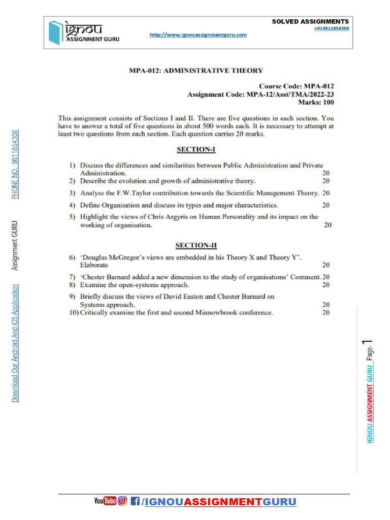MPA 12 EM 2022 23 IGNOUAssignmentGuru GURUji Sumial | PDF