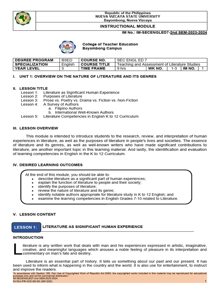 Module 1 See 7 | PDF | Poetry | Fable