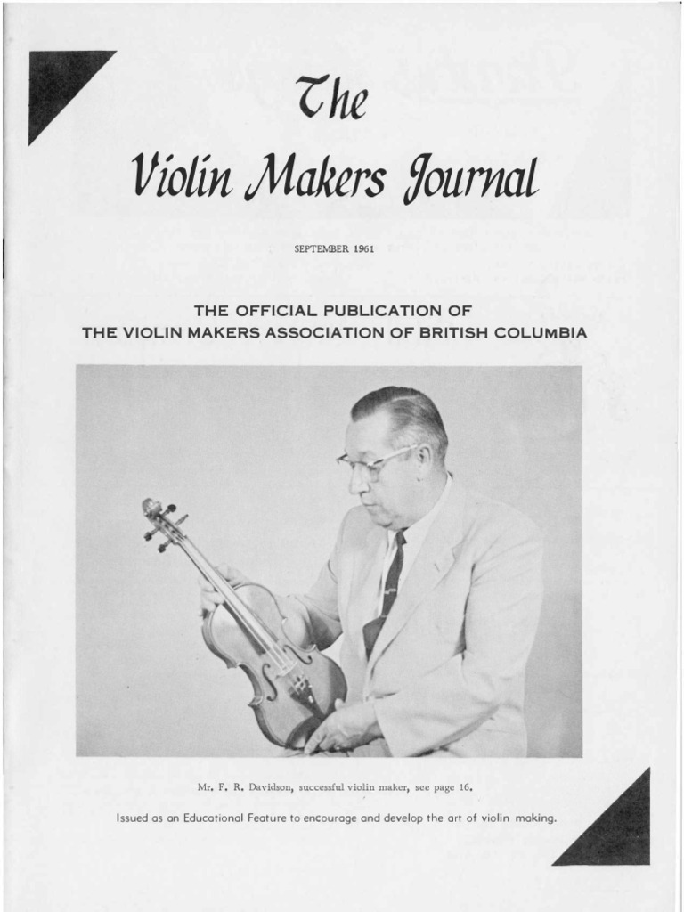 Violin Makers Journal Vol4 No9 September 1961 | PDF