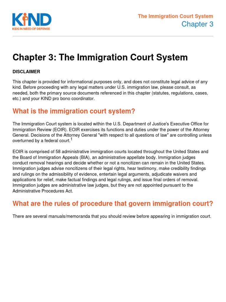 Chapter 3 The Immigration Court System | PDF | Witness | Removal ...