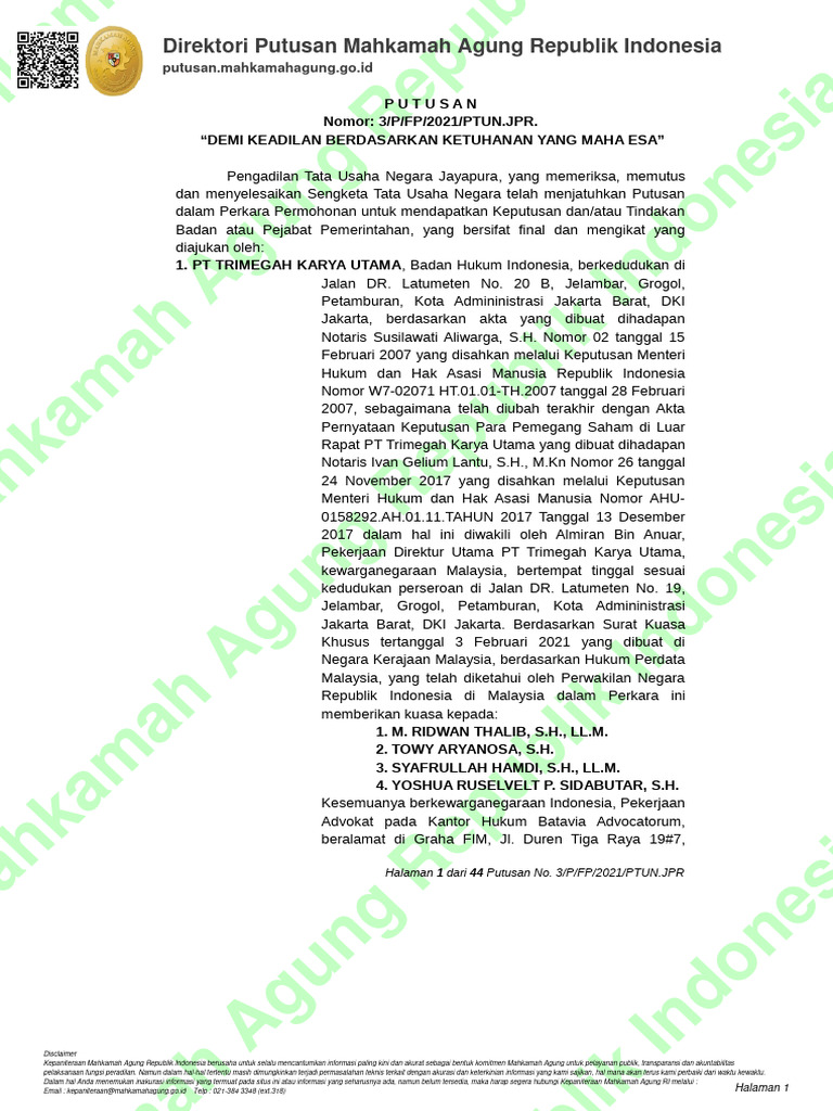 Putusan 3 P FP 2021 Ptun - JPR 20240123131940 | PDF