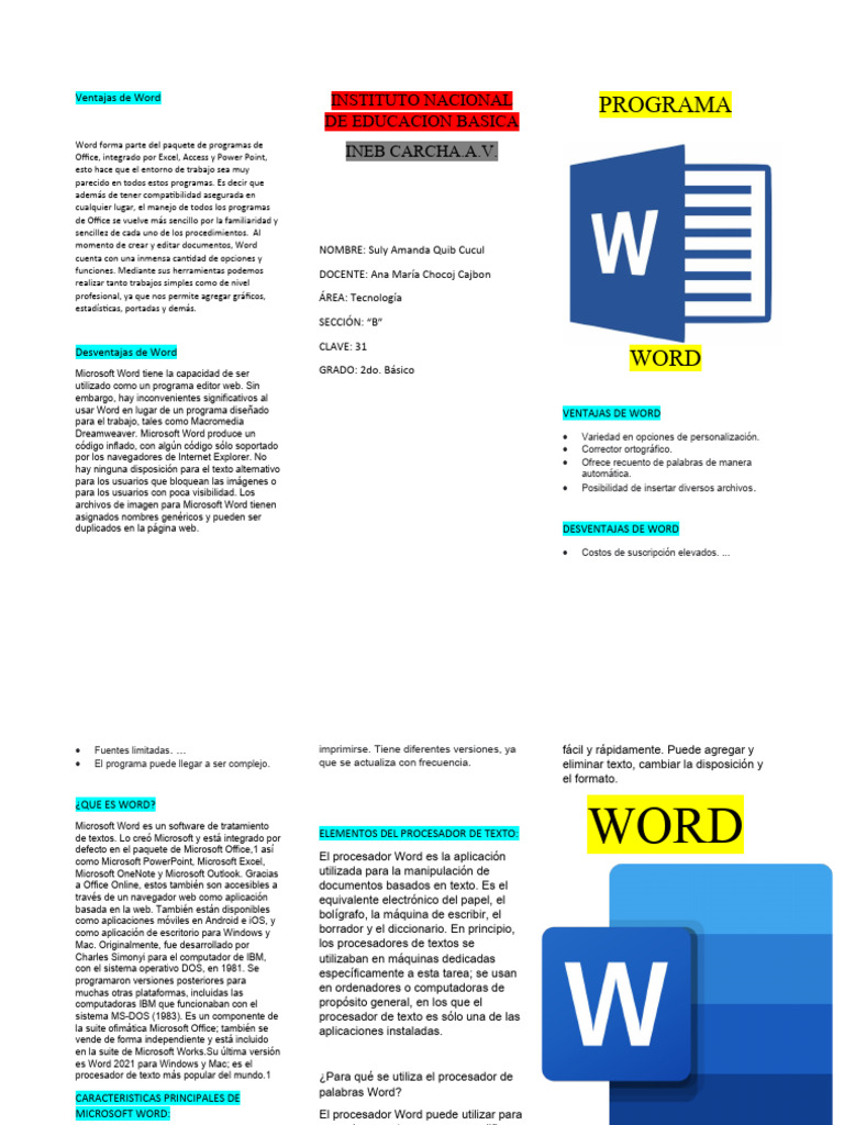 Ventajas de Word | PDF | Microsoft Word | Microsoft Office