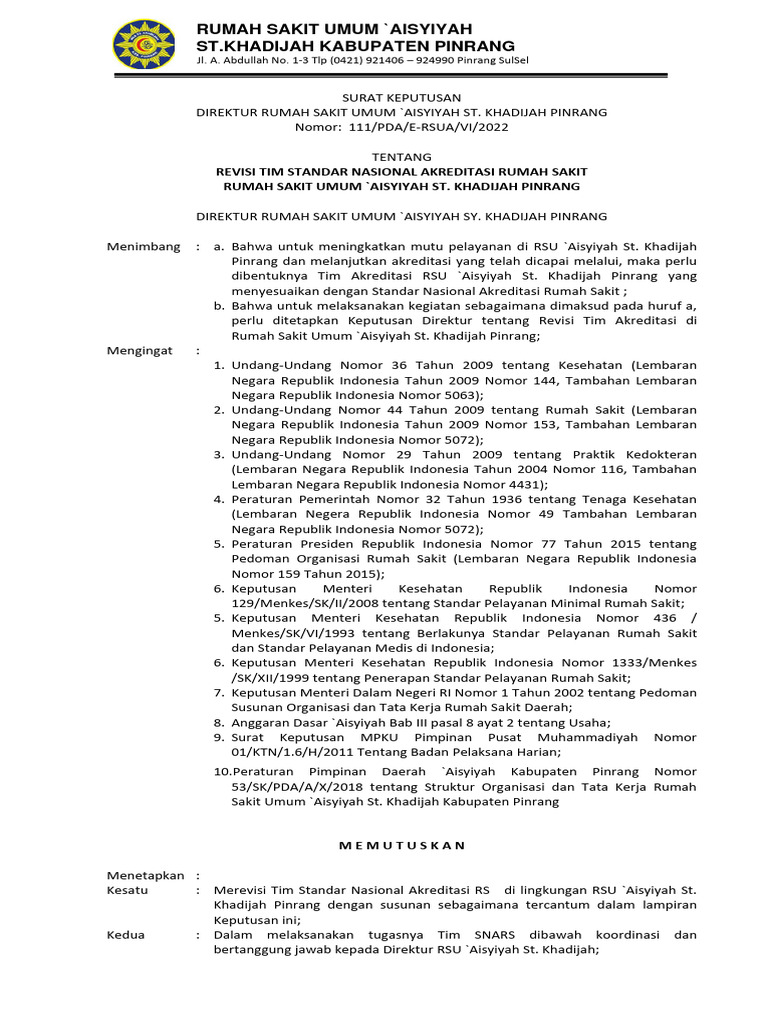 111 - Revisi SK Tim Akreditasi 2022 - ( ( ( ( ( ( | PDF