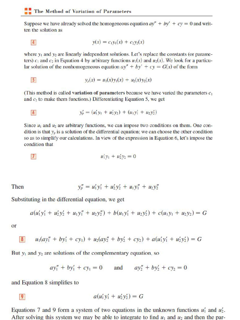 Method of Variation of Parameters | PDF