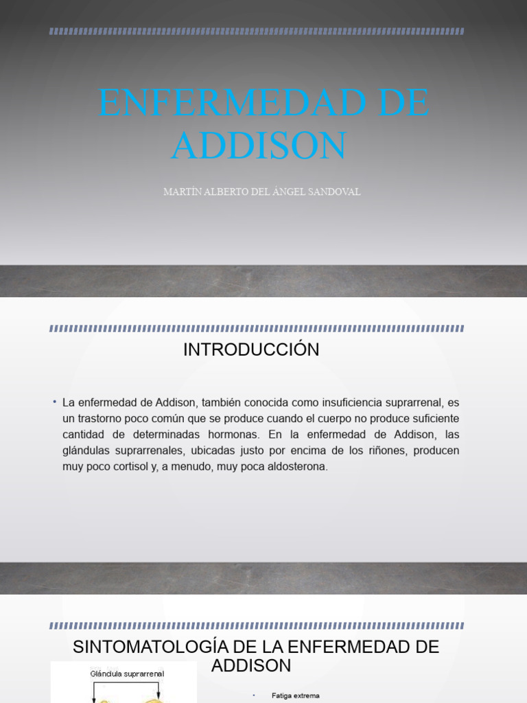 Enfermedad de Addison | PDF | Glándula suprarrenal | Glucocorticoides