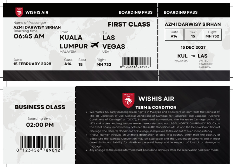 First Class Boarding Pass Details | PDF
