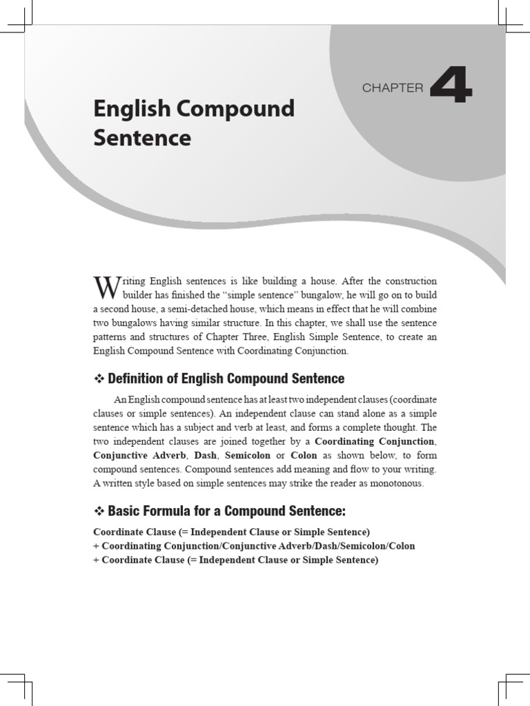 「Ch 4 Compound Sentence | PDF | Language Mechanics | Grammar
