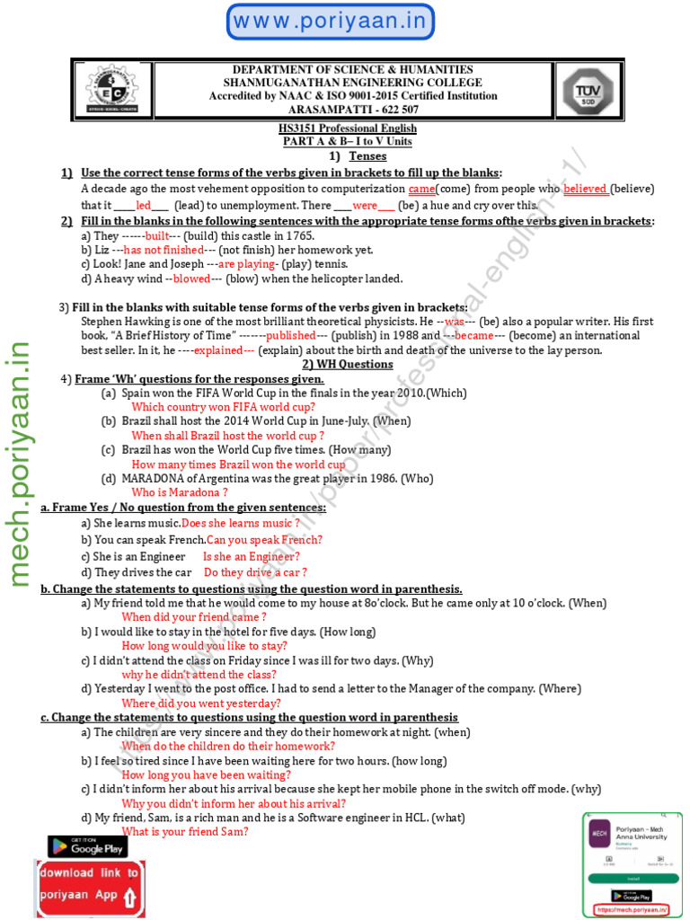 HS3151 Professional English I Reg2021 Two Marks | PDF | Capacitor | Waste