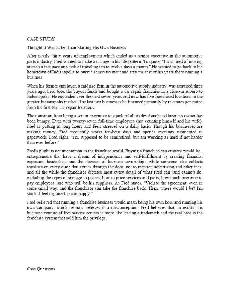 Case Study | PDF | Franchising | Private Law