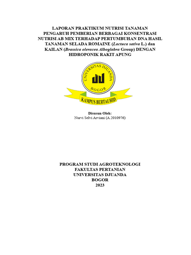 Nurvi Selvi Arviani - A.2010976 (Agt) - Laprak Nutrisi Tanaman | PDF