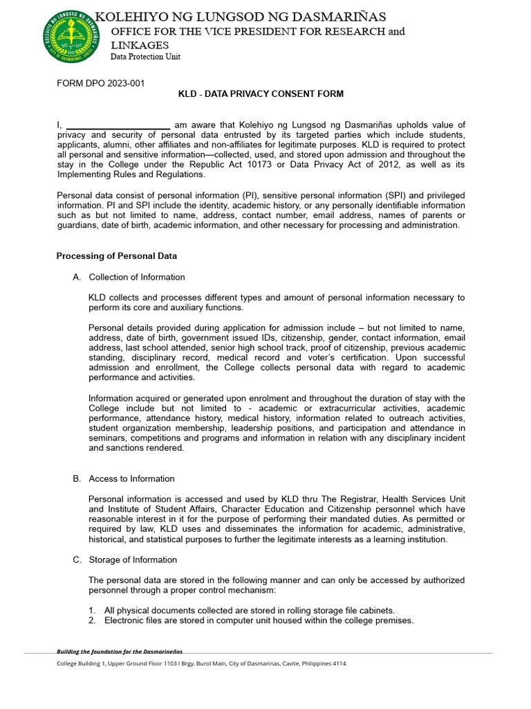 Data Privacy Form | Download Free PDF | Information | Information Privacy