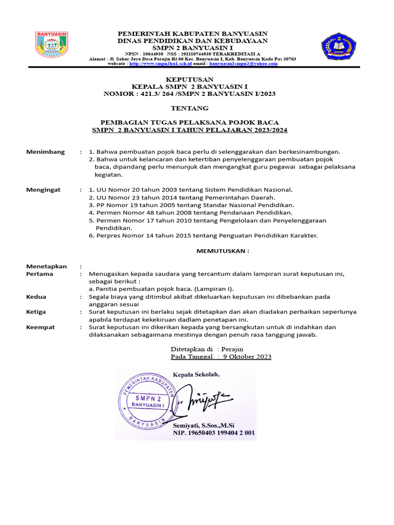 SK - Tim Pojok Baca | PDF