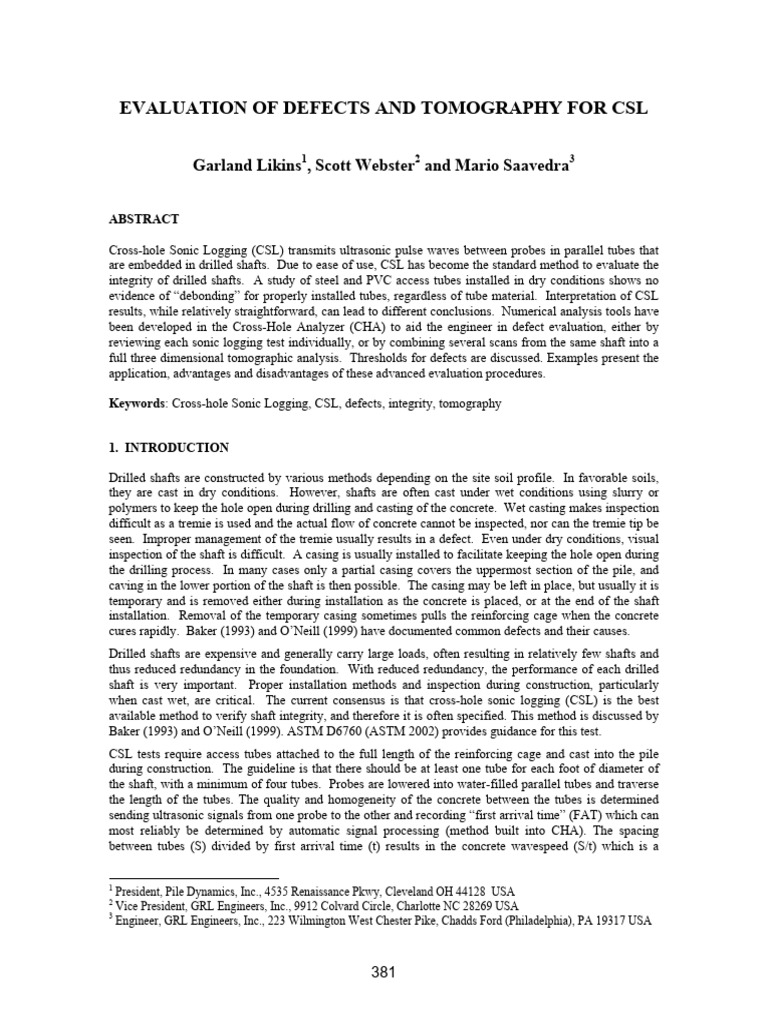 SW2004-046-Eval of Defects and Tomography For CSL-1 | PDF | Deep ...