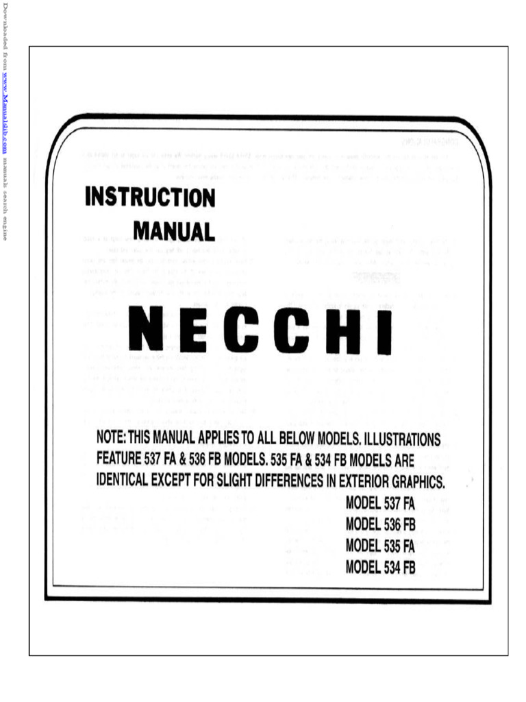 Necchi 534/535/536/537 Sewing Machine Instruction Manual | PDF