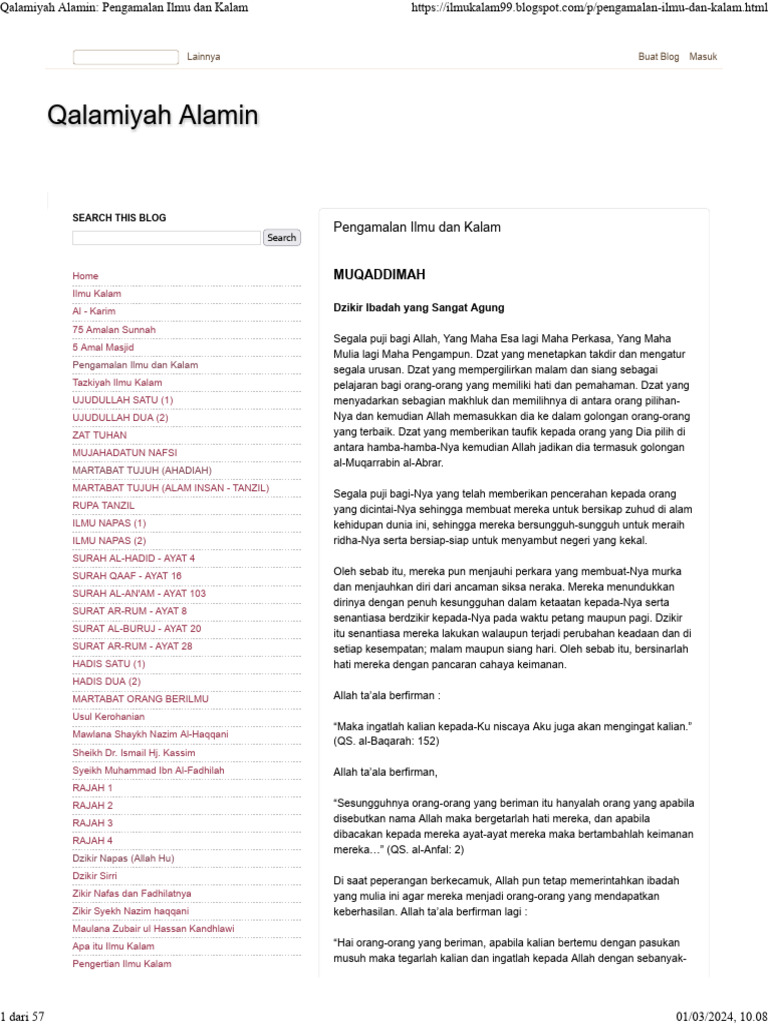 Qalamiyah Alamin Pengamalan Ilmu Dan Kalam | PDF