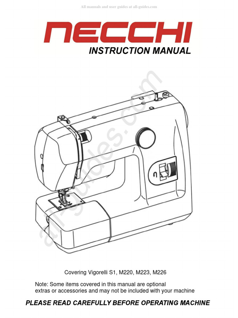 Necchi Vigorelli S1 Sewing Machine Instruction Manual | Download Free ...