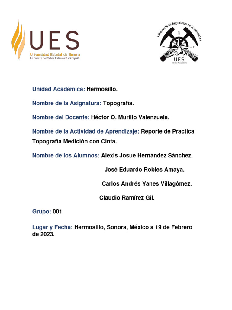 TOPO. Reporte | PDF | Topografía | Medición