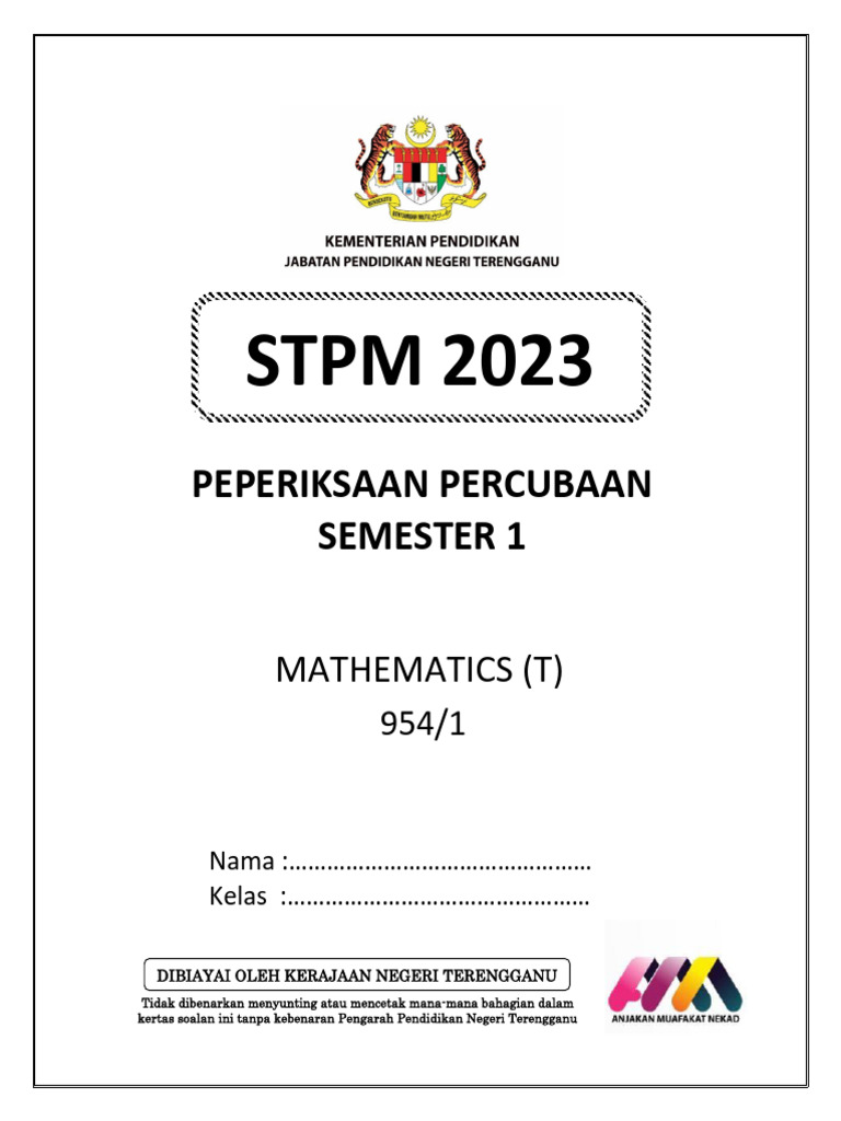 STPM 2023 Mathematics T Trial Exam | PDF