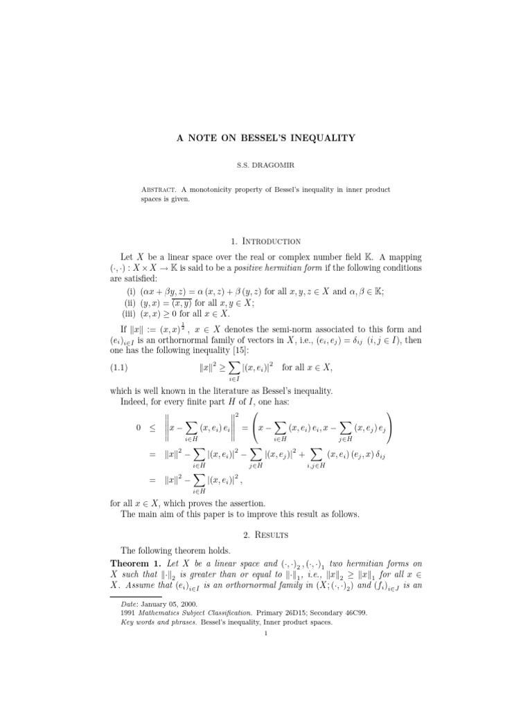Bessel | PDF | Inequality (Mathematics) | Mathematical Relations