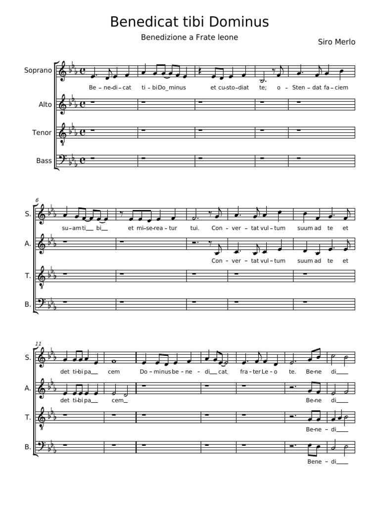 Benedizione A Frate Leone - Benedicat Tibi Dominus - Siro Merlo SATB | PDF