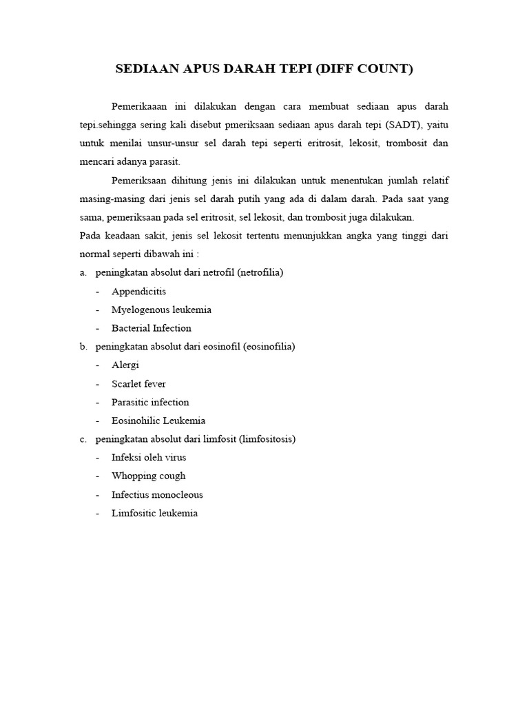 SEDIAAN APUS DARAH Tepi (Diff Count) | PDF
