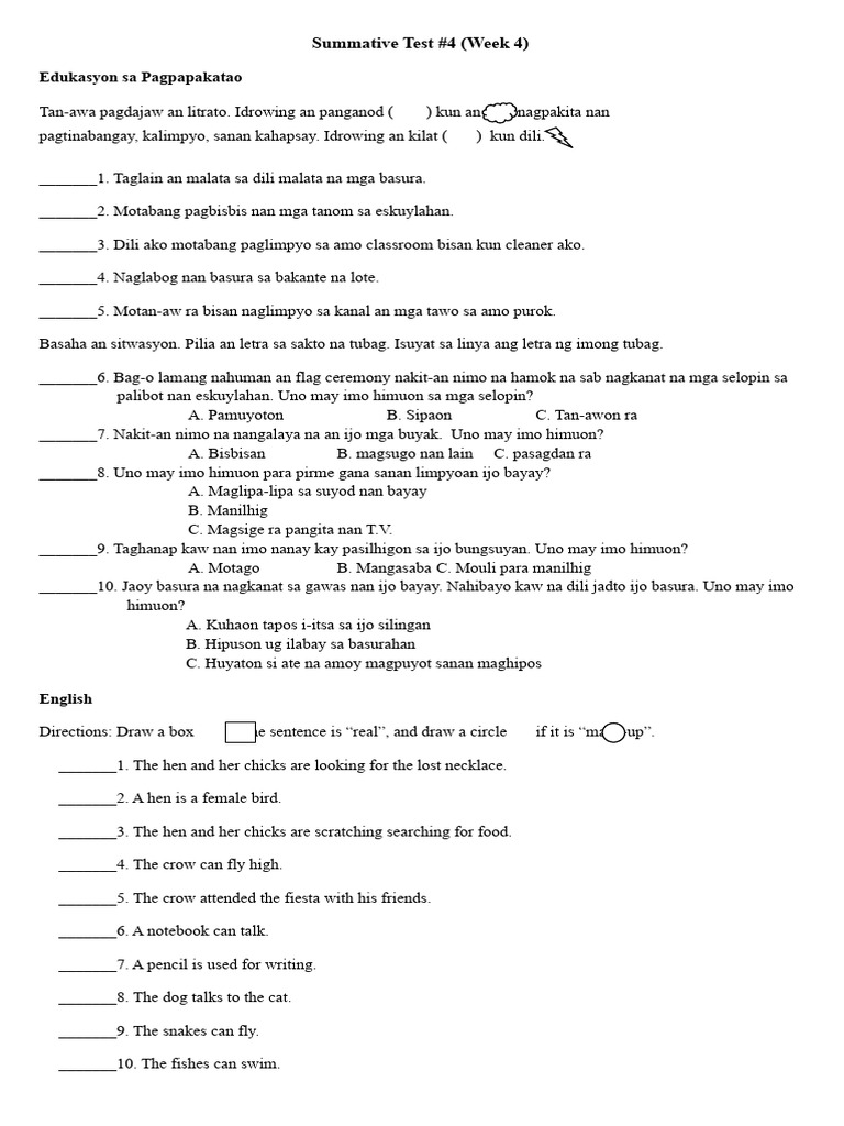 Summative Test Week 4 | PDF